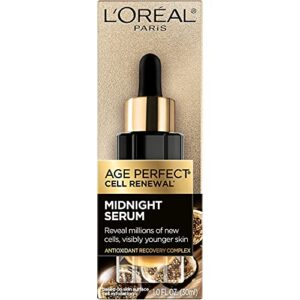 L'Oreal Paris Age Perfect Cell Renewal Midnight Anti-Aging Face Serum with Patented Antioxidant, Smooth Wrinkles, Firm, Revitalize + Eye Cream Sample