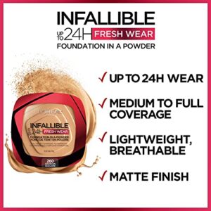 L'Oreal Paris Infallible Fresh Wear Foundation in a Powder, Up to 24 Hour Wear, 120 Vanilla