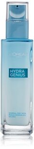 l’oreal paris skincare hydra genius daily liquid care oil-free face moisturizer for normal to dry skin, hyaluronic acid moisturizer for face with aloe water and hyaluronic acid, 3.04 fl. oz.