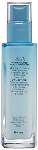 L'Oreal Paris Skincare Hydra Genius Daily Liquid Care Oil-Free Face Moisturizer for Normal to Dry Skin, Hyaluronic Acid Moisturizer for Face with Aloe Water and Hyaluronic Acid, 3.04 fl. oz.