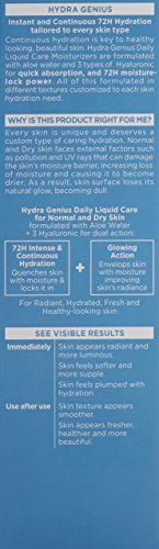 L'Oreal Paris Skincare Hydra Genius Daily Liquid Care Oil-Free Face Moisturizer for Normal to Dry Skin, Hyaluronic Acid Moisturizer for Face with Aloe Water and Hyaluronic Acid, 3.04 fl. oz.