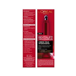 L'Oreal Paris Skincare Revitalift Triple Power Anti-Aging Eye Cream, Under Eye Treatment, with Pro Retinol, Hyaluronic Acid & Vitamin C to reduce wrinkles, de-puff and brighten skin, 0.5 fl. oz.