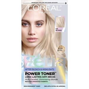 l’oreal paris feria long-lasting anti brass power hair toner, ice blonde, 1 application