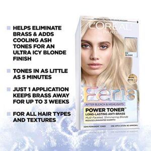 L'Oreal Paris Feria Long-Lasting Anti Brass Power Hair Toner, Ice Blonde, 1 Application