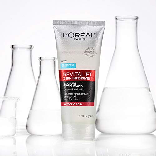 L'Oreal Paris Revitalift 3.5% Pure Glycolic Acid Cleansing Gel wth Salicylic Acid, Resurface for Smoother Brighter Skin, 6.7 fl oz