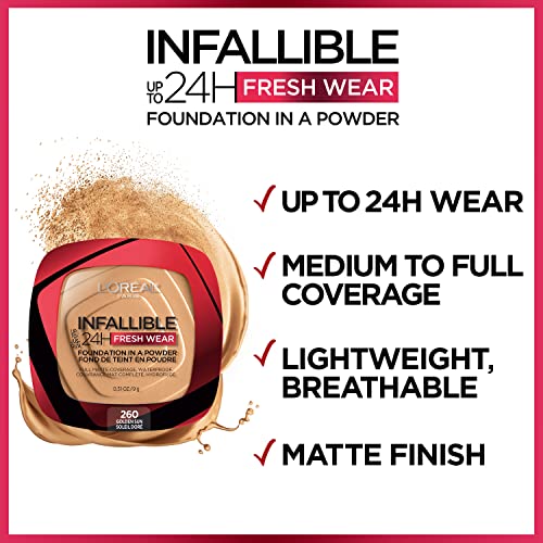 L'Oreal Paris Makeup Infallible Fresh Wear Foundation in a Powder, Up to 24H Wear, True Beige, 0.31 oz.