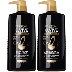 l’oreal paris elvive total repair 5 repairing shampoo and conditioner for damaged hair, 28 ounce (set of 2)