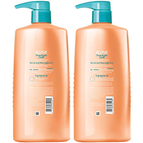 L'Oreal Paris Elvive Dream Lengths Curls Shampoo and Conditioner 2PK, Paraben-Free with Hyaluronic Acid and Castor Oil. Best for wavy hair to curly hair, 1 kit