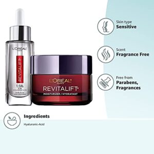 L'Oreal Paris Revitalift Triple Power Anti-Aging Face Moisturizer & Hyaluronic Acid Face Serum, Paraben & Fragrance Free Regimen Kit, 2 Count