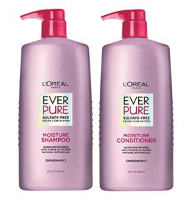 l’oreal paris everpure moisture sulfate free shampoo and conditioner with rosemary botanical, for dry hair, color treated hair, 1 kit