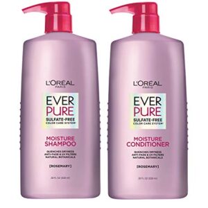 L'Oreal Paris EverPure Moisture Sulfate Free Shampoo and Conditioner with Rosemary Botanical, for Dry Hair, Color Treated Hair, 1 kit