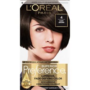 l’oreal paris superior preference fade-defying + shine permanent hair color, 4 dark brown, pack of 1, hair dye