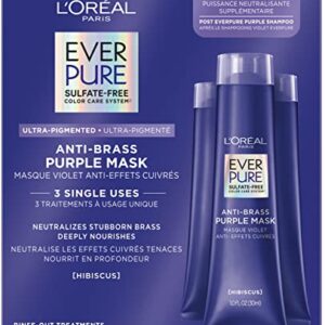 L'Oreal Paris EverPure Ultra Pigmented Anti Brass Purple Rinse-Out Mask for Bleached, Blonde or Highlighted Hair, 3 Ounce