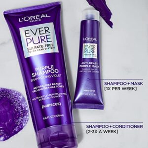 L'Oreal Paris EverPure Ultra Pigmented Anti Brass Purple Rinse-Out Mask for Bleached, Blonde or Highlighted Hair, 3 Ounce