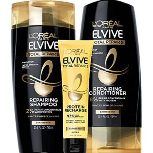 L'Oreal Paris Elvive TR5 Repairing Shampoo, Conditioner and Protein Recharge, Total Repair 5, 1 Count