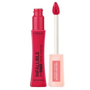 l’oreal paris makeup infallible pro matte les macarons scented matte liquid lipstick, highly pigmented, longwear, waterproof and smudge proof, framboise frenzy, 0.21 fl; oz.