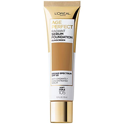 L'Oreal Paris Age Perfect Radiant Serum Foundation with SPF 50, Soft Sable, 1 Ounce