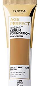 L'Oreal Paris Age Perfect Radiant Serum Foundation with SPF 50, Soft Sable, 1 Ounce