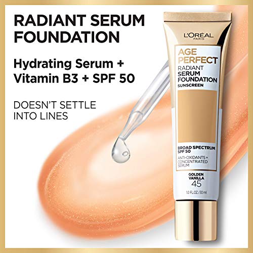 L'Oreal Paris Age Perfect Radiant Serum Foundation with SPF 50, Soft Sable, 1 Ounce