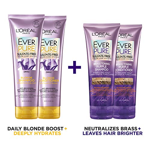 L'Oreal Paris EverPure Blonde Sulfate Free Shampoo and Conditioner for Blonde Hair, 8.5 Ounce (Set of 2)