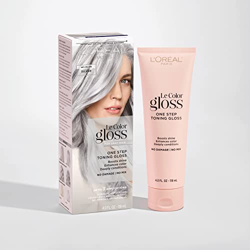 L'Oreal Paris Le Color Gloss One Step In-Shower Toning Hair Gloss, Neutralizes Brass, Conditions & Boosts Shine, Silver, 4 Ounce