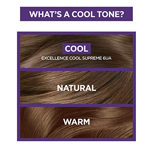 L'Oreal Paris Excellence Cool Supreme Permanent Hair Color, Ash, 100 Percent Gray Coverage Hair Dye, Anti-Brass regimen includes gentle shampoo, and an anti-brass conditioner