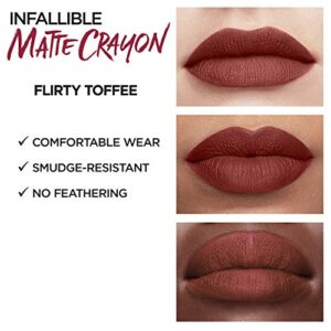 L'Oreal Paris Infallible Matte Lip Crayon, Flirty Toffee (Packaging May Vary)