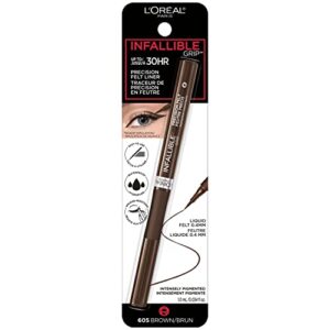 L'Oreal Paris L’Oreal Paris Makeup Infallible Grip Precision Felt Eyeliner, Smudge Resistant, Long Lasting Waterproof Eyeliner, Brown, Brown, 0.03 fl oz