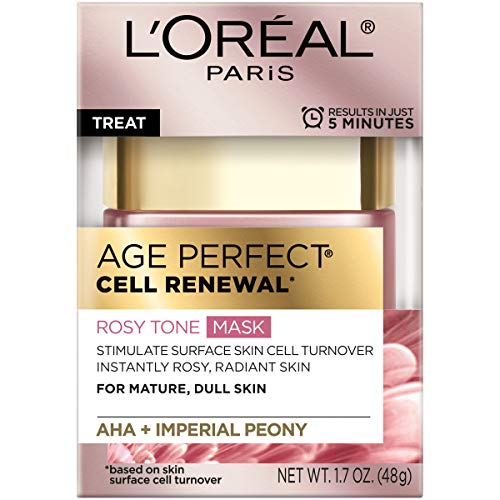 L'Oreal Paris Skincare Age Perfect Rosy Tone Face Mask With Aha and imperial peony for Rosy, Radiant Skin, 1.7 Oz