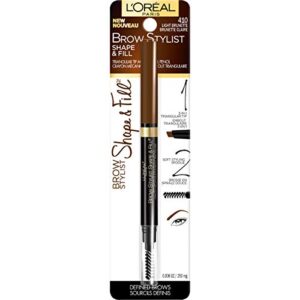 L'Oreal Paris Makeup Brow Stylist Shape and Fill Mechanical Eye Brow Makeup Pencil, Light Brunette, 0.008 oz.