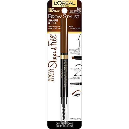 L'Oreal Paris Makeup Brow Stylist Shape and Fill Mechanical Eye Brow Makeup Pencil, Light Brunette, 0.008 oz.