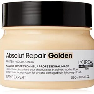 L'Oreal Professionnel Absolut Repair Golden Mask | Repairs Damage & Provides Shine | With Quinoa & Proteins | For Fine to Medium, Dry, & Damaged Hair | 8.5 Fl. Oz.