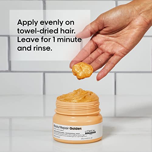 L'Oreal Professionnel Absolut Repair Golden Mask | Repairs Damage & Provides Shine | With Quinoa & Proteins | For Fine to Medium, Dry, & Damaged Hair | 8.5 Fl. Oz.