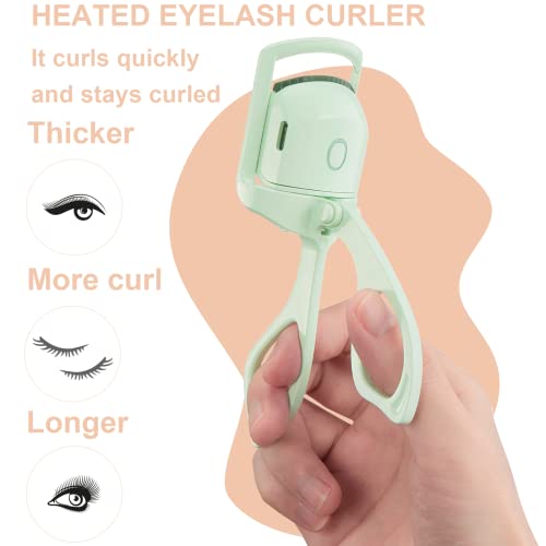 Heated Eyelash Curler by Forats, Electric Eye Lash Curlers with Comb & Eyebrow Brush, Three Heating Modes Quick Natural Curling Eye Lashes with False Eyelashes Applicator Tool