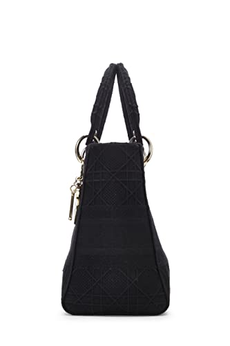 Dior, Pre-Loved Black Embroidered Canvas Lady D-Lite Medium, Black