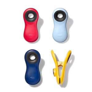 oxo good grips collection bag clip, 4 piece all-purpose set, red/orange/green/blue