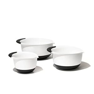 oxo good grips 3- piece plastic mixing bowl set, 2500 ml,white/black