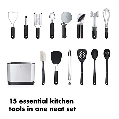 OXO Good Grips 15-Piece Everyday Kitchen Utensil Set, Silver