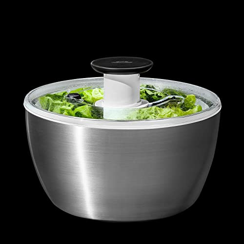 OXO Steel Salad Spinner, 6-2/74-Quart, Stainless Steel