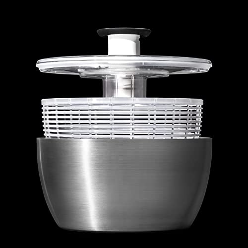 OXO Steel Salad Spinner, 6-2/74-Quart, Stainless Steel