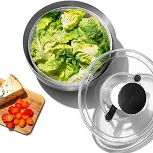 OXO Steel Salad Spinner, 6-2/74-Quart, Stainless Steel