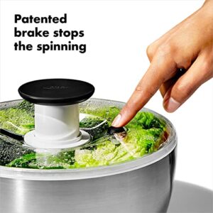 OXO Steel Salad Spinner, 6-2/74-Quart, Stainless Steel