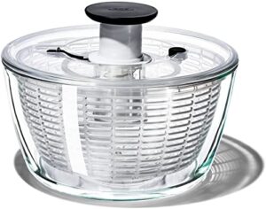 oxo good grips glass salad spinner, large/6.22 quart, clear