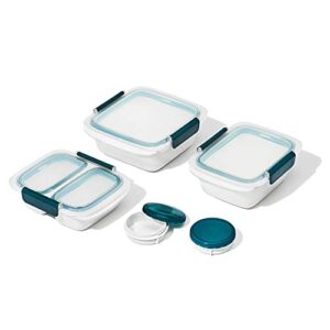 oxo good grips prep & go 10 piece set | leakproof food storage | ideal for leftovers, meal prep and work lunches | bpa free | microwave safe | dishwasher safe | freezer safe | odor and stain resistant