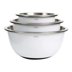 oxo good grips 3-piece stainless-steel mixing bowl set, white