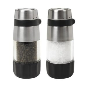 oxo good grips salt and pepper grinder set, stainless steel