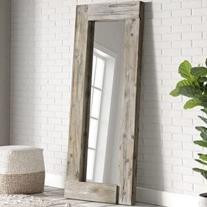 barnyard designs full length floor mirror – unfinished wood leaner mirror, large full body rustic frame, standing, leaning or hanging, farmhouse living room & bedroom, natural (24×58 inch)