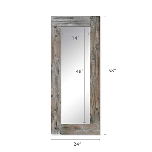 Barnyard Designs Full Length Floor Mirror - Unfinished Wood Leaner Mirror, Large Full Body Rustic Frame, Standing, Leaning or Hanging, Farmhouse Living Room & Bedroom, Natural (24x58 Inch)