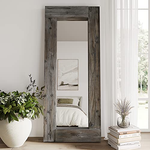 Barnyard Designs Full Length Floor Mirror - Unfinished Wood Leaner Mirror, Large Full Body Rustic Frame, Standing, Leaning or Hanging, Farmhouse Living Room & Bedroom, Natural (24x58 Inch)