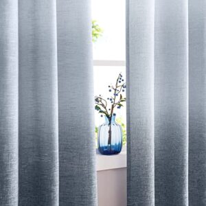 central park ombre window curtain panel linen gradient print on rayon blend fabric drapery treatments for living room/bedroom, cream white to indigo blue, 40″ x 63″, set of 2